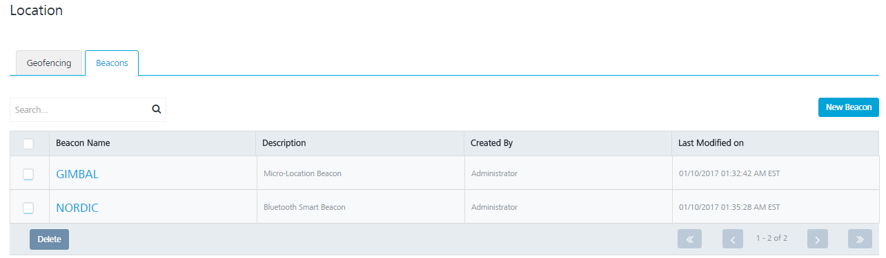 Using Location to add a geo fence, and beacon Kony Doc