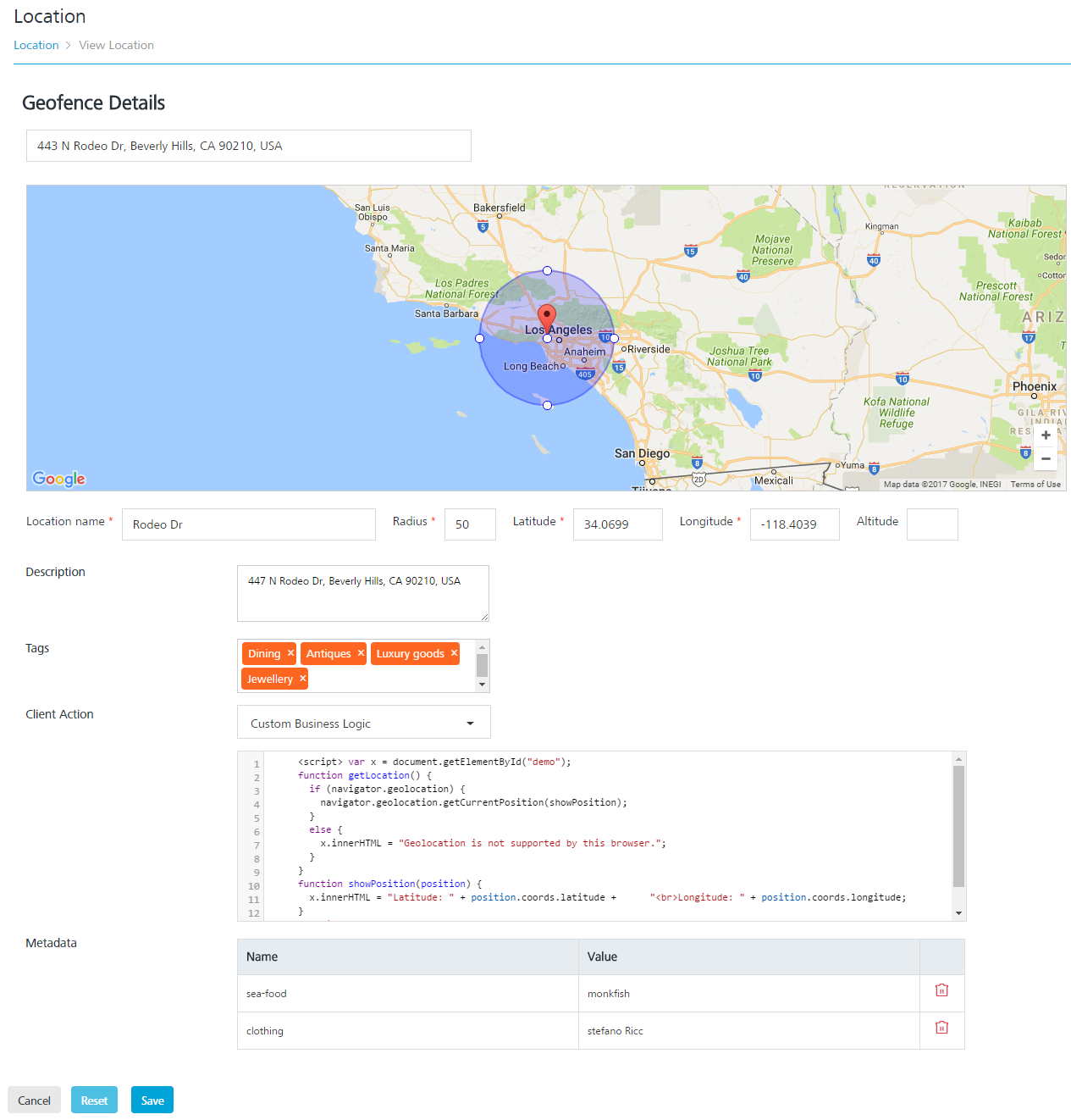 Using Location to add a geo fence, and beacon Kony Doc