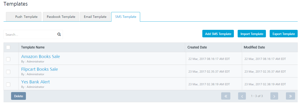 Using SMS template to create SMS templates, Kony Doc