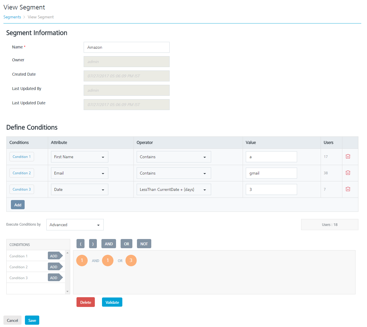 Using modifying a segment to modify segments, Kony Doc