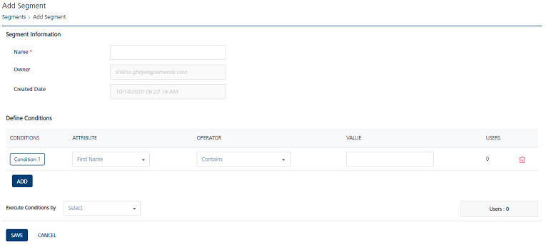 Using adding a segment section to add new segments, Kony Doc